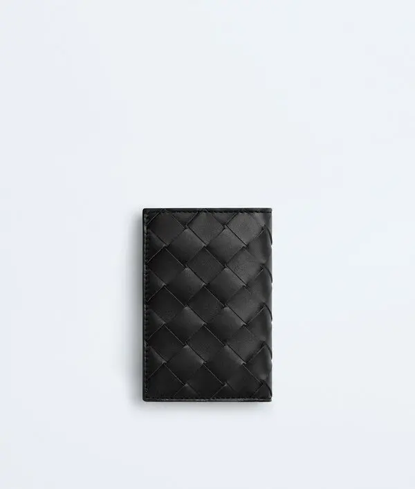 Bottega Veneta Intrecciato Flap Card Case - Black/grass