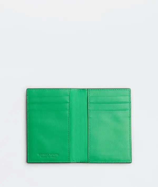 Bottega Veneta Intrecciato Flap Card Case - Black/grass
