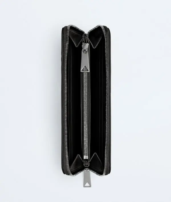 Bottega Veneta Intrecciato Zip Around Wallet - Black