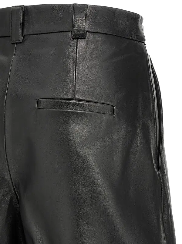Marella Leather Bermuda Shorts - Black | Editorialist
