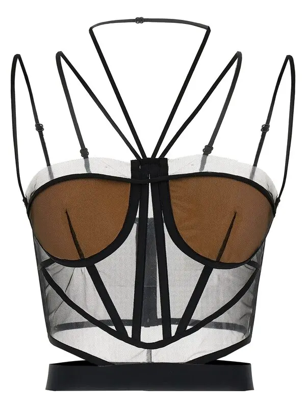 NENSI DOJAKA Sheer Corset Top - Black