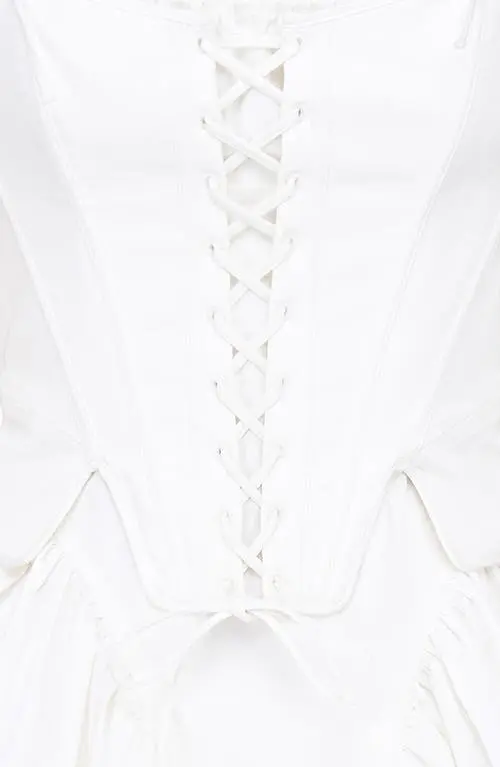 House Of Cb Lili B Puff-sleeve Mini Dress - Cloud Dancer