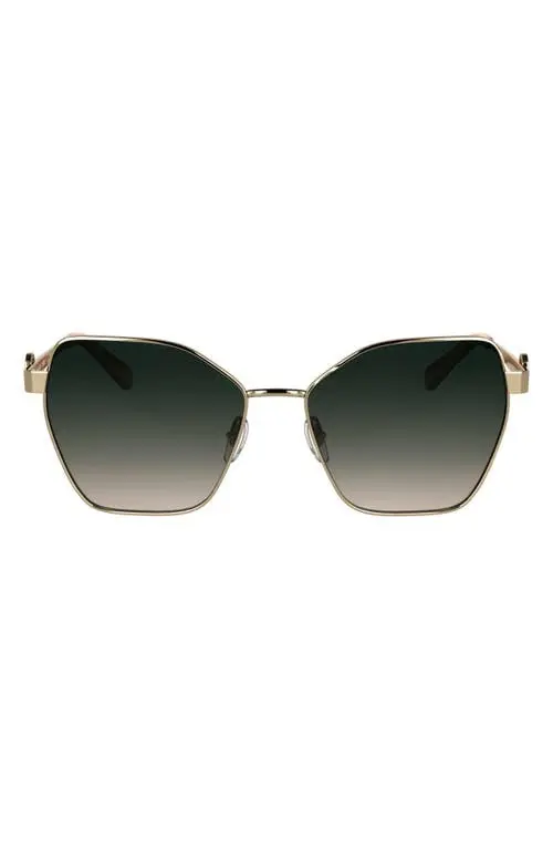 Longchamp 58mm Square Sunglasses - Gold/ Gradient Green Rose