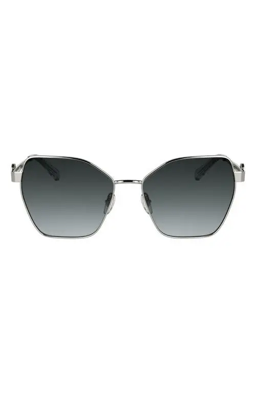 Longchamp 58mm Square Sunglasses - Silver/ Gradient Grey