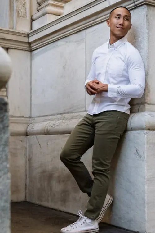 PETER MANNING NYC Travel Jeans Standard Fit - Olive
