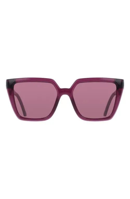 FERRAGAMO 54mm Modified Rectangular Sunglasses - Transparent Burgundy
