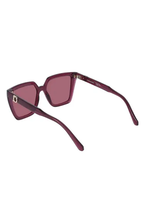 FERRAGAMO 54mm Modified Rectangular Sunglasses - Transparent Burgundy