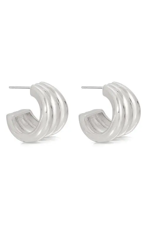 Ettika Rooted Vines Medium Hoop Earrings - Silver