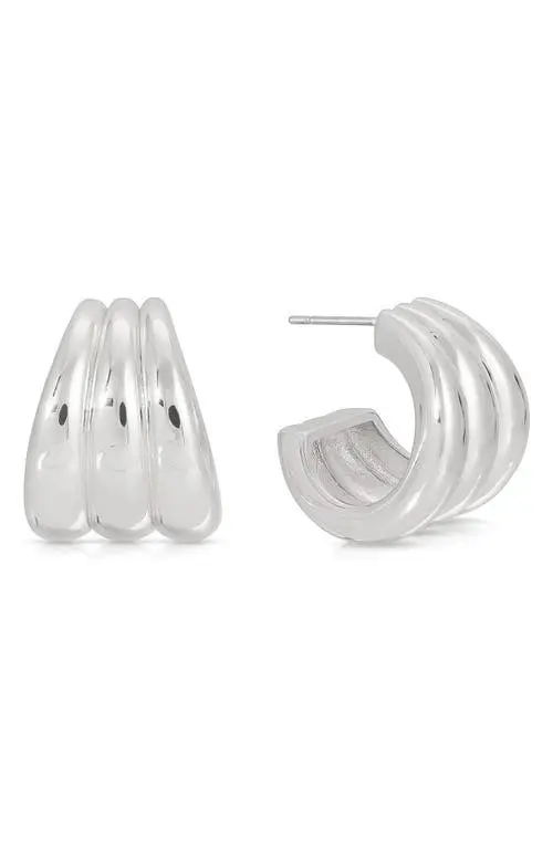 Ettika Rooted Vines Medium Hoop Earrings - Silver