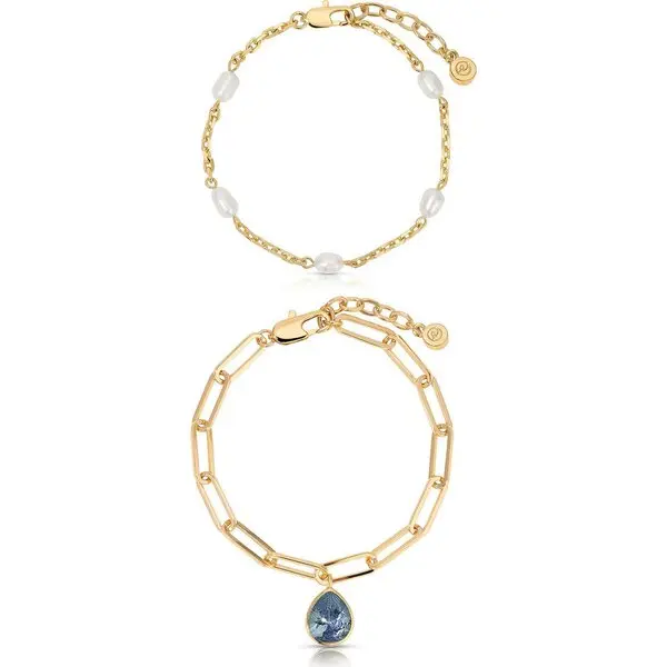 Ettika Set Of Two Link Bracelets - Blue/ Gold
