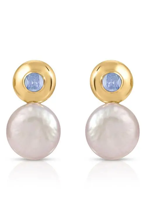 Ettika Freshwater Pearl Drop Earrings - Blue