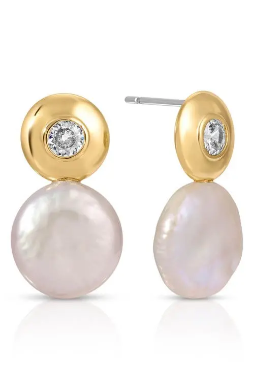 Ettika Freshwater Pearl Drop Earrings - Gold