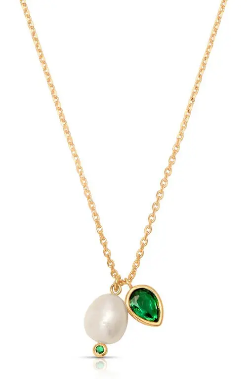 Ettika Radiant Freshwater Pearl Pendant Necklace - Green