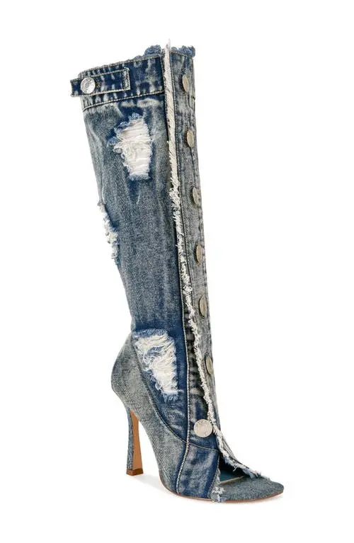 AZALEA WANG Kazuki Knee High Boot - Denim