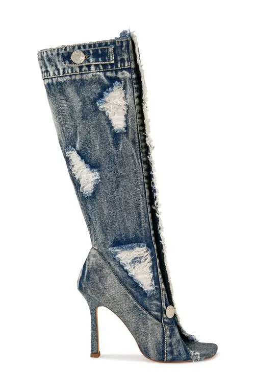 AZALEA WANG Kazuki Knee High Boot - Denim