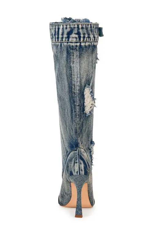 AZALEA WANG Kazuki Knee High Boot - Denim