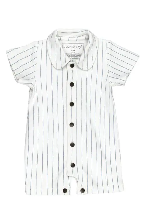 L'OVEDBABY Pinstripe Organic Cotton Romper - Pool Pinstripe