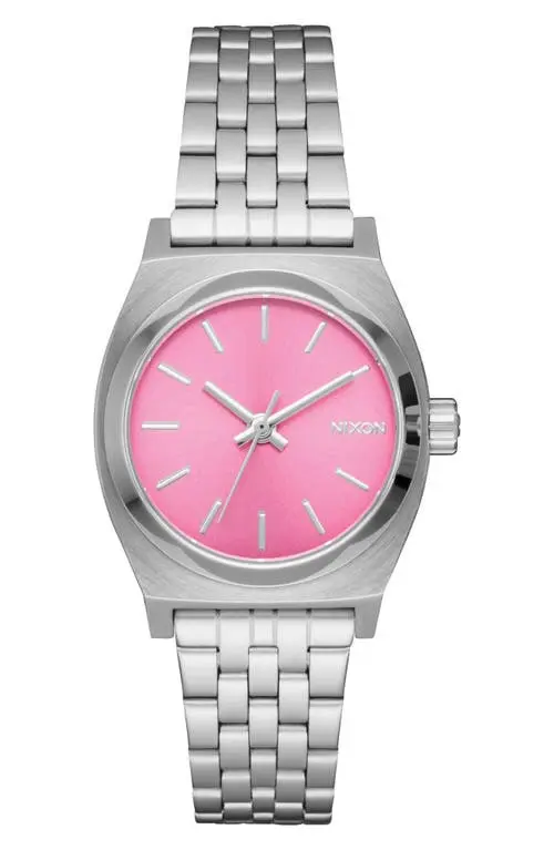 Nixon The Small Time Teller Bracelet Watch - Silver/pink
