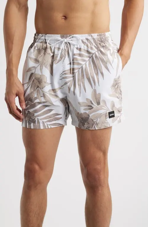 BOSS Piranha Floral Swim Trunks - Ntural
