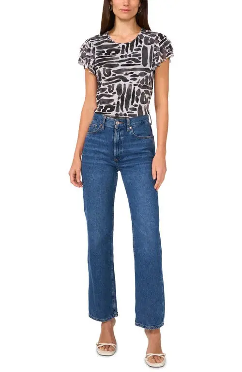 Vince Camuto Geo Print Mesh Top