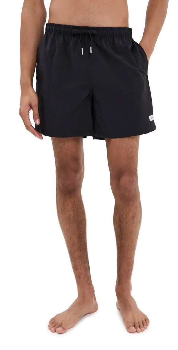 BATHER Solid Swim Trunks - Black