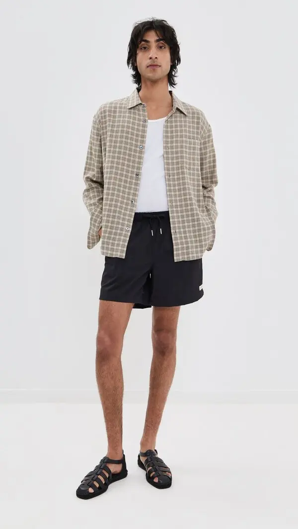 BATHER Solid Swim Trunks - Black