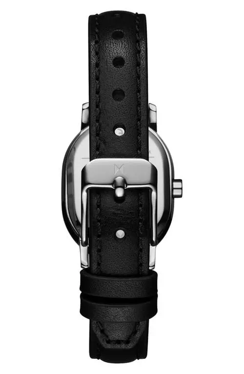 MVMT Carmel Oval Leather Strap Watch - Black