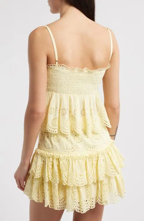 LoveShackFancy Condie Smocked Scalloped Camisole - Citron