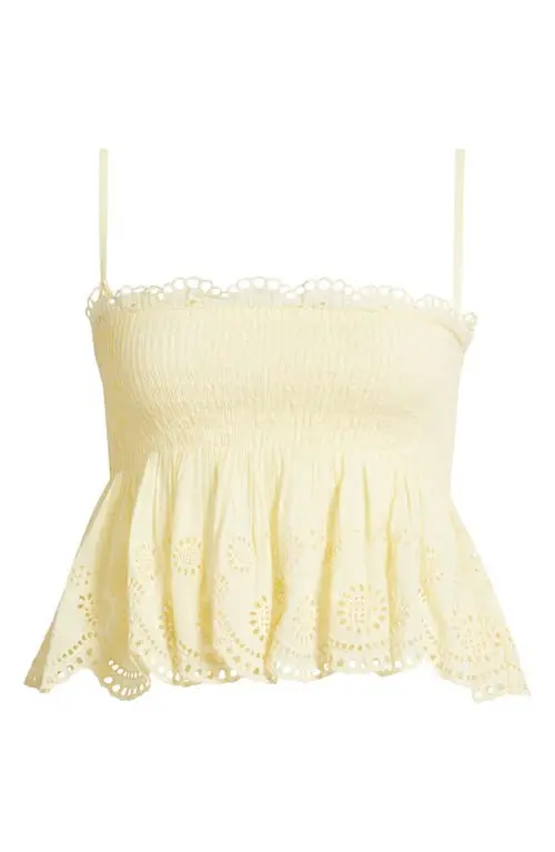 LoveShackFancy Condie Smocked Scalloped Camisole - Citron