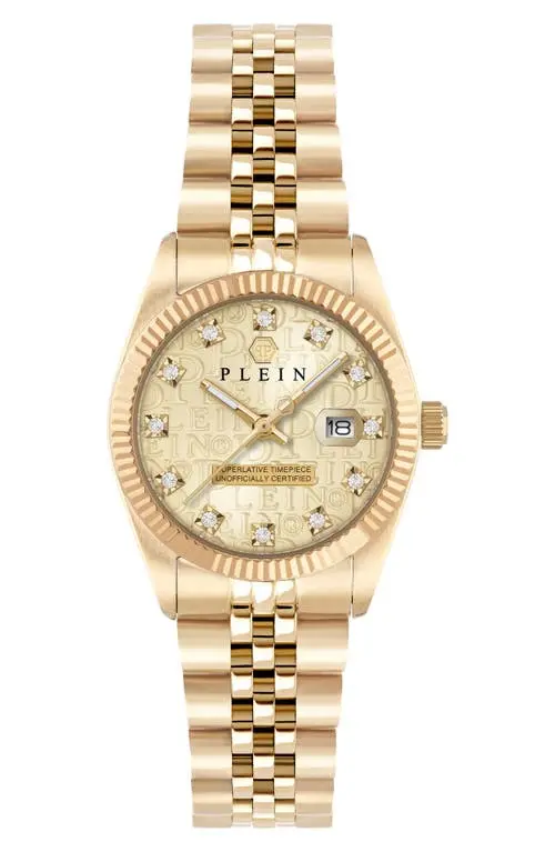 Philipp Plein Date Superlative Crystal Bracelet Watch - Ip Yellow Gold