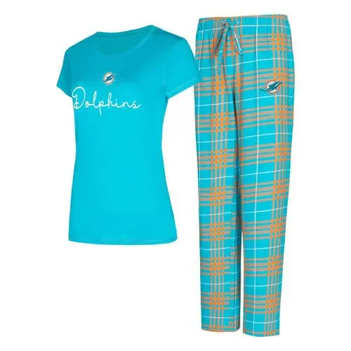 CONCEPTS SPORT Miami Dolphins Vector T-shirt & Flannel Pants Sleep Set
