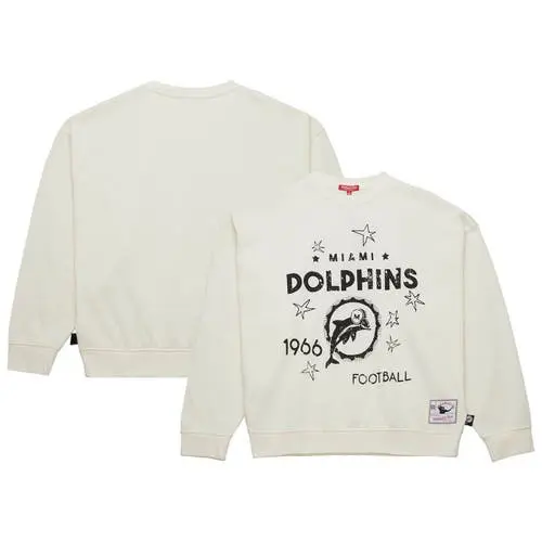 Mitchell & Ness Miami Dolphins Throwback Logo 3.0 Pullover Sweatshirt - Cream