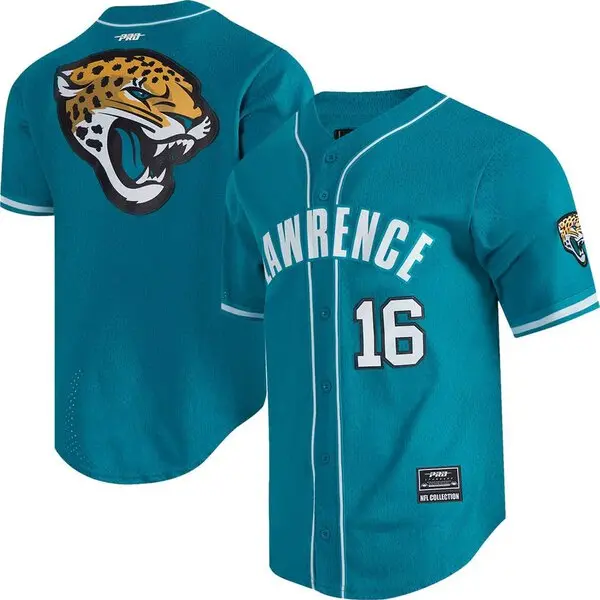 PRO STANDARD Trevor Lawrence Jacksonville Jaguars Mesh Button-up Baseball Jersey - Teal