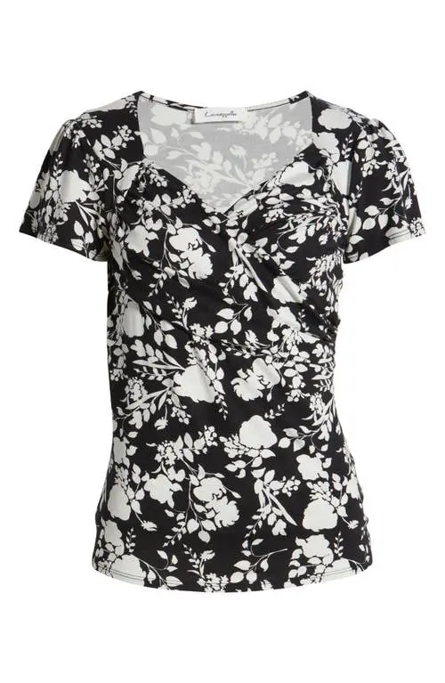 Loveappella Floral Faux Wrap Top