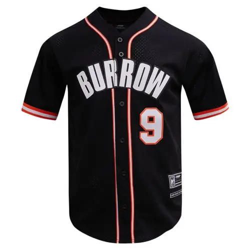PRO STANDARD Joe Burrow Cincinnati Bengals Mesh Button-up Baseball Jersey