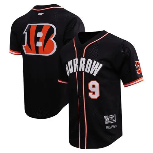 PRO STANDARD Joe Burrow Cincinnati Bengals Mesh Button-up Baseball Jersey