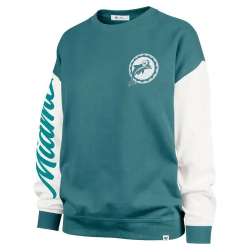 '47 Miami Dolphins Double Header Rise Andie Pullover Sweatshirt