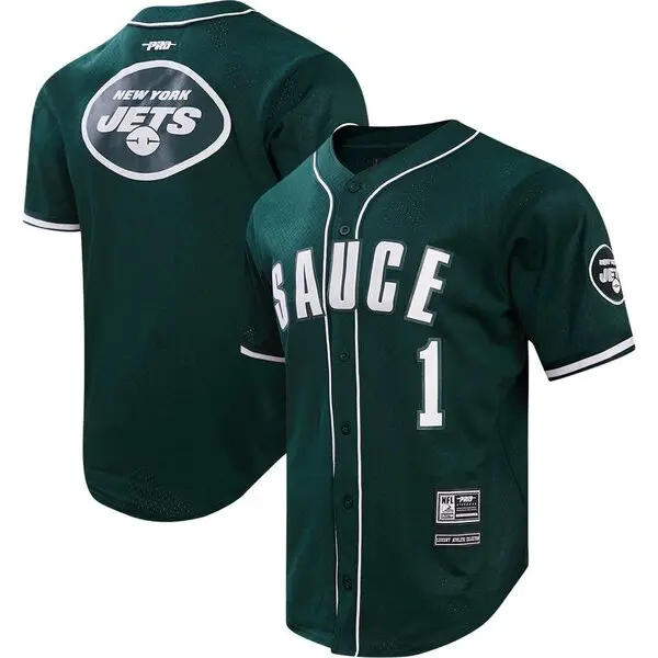 PRO STANDARD Ahmad Sauce Gardner New York Jets Mesh Button-up Baseball Jersey - Green