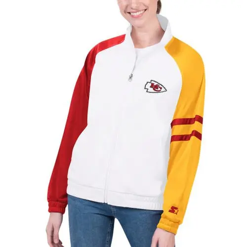 STARTER Kansas City Chiefs Curve Ball Raglan Full-zip Track Jacket