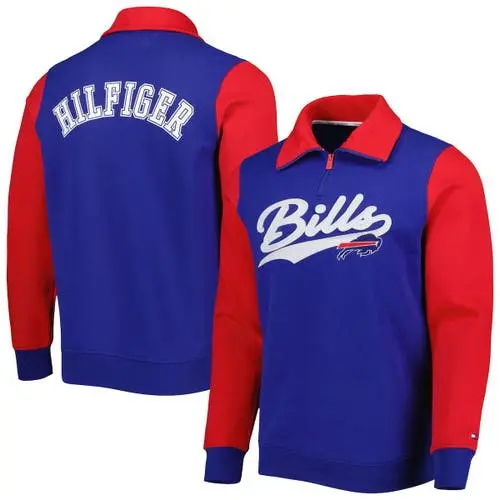Tommy Hilfiger Red Buffalo Bills Aiden Quarter-zip Sweatshirt - Royal