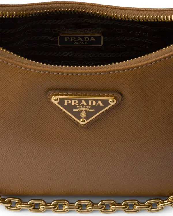 Prada Re-edition Mini Saffiano Leather Bag - Brown