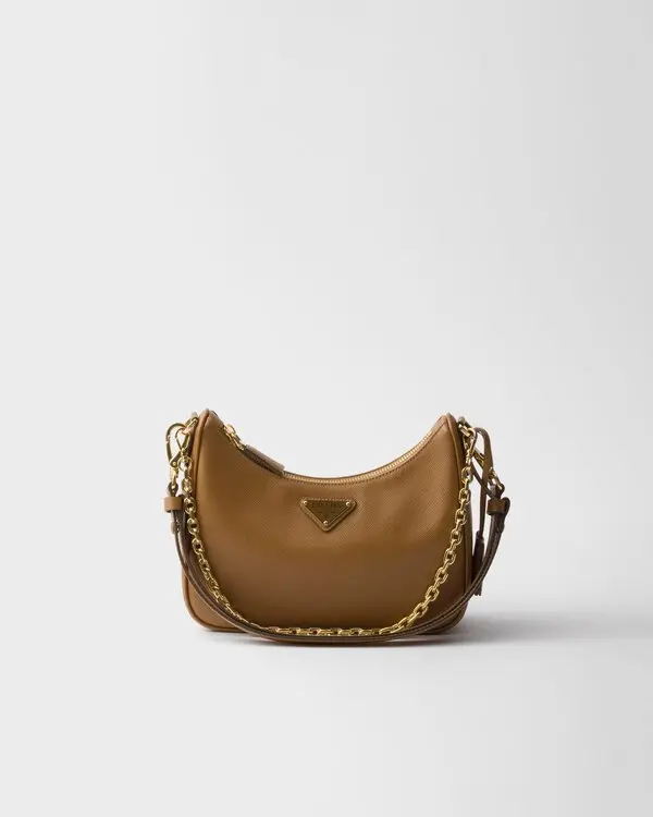 Prada Re-edition Mini Saffiano Leather Bag - Caramel
