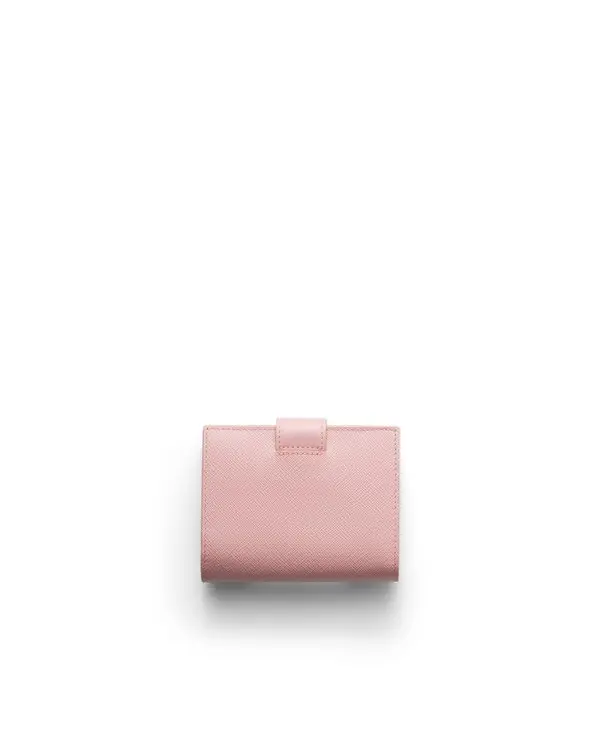 Prada Small Saffiano And Smooth Leather Wallet - Pink
