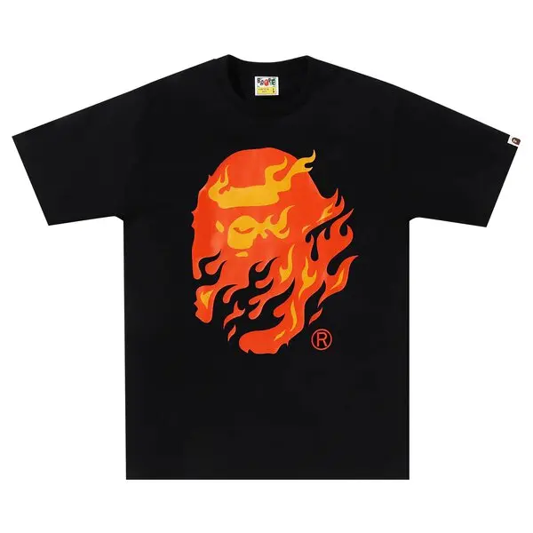 A BATHING APE Flame Ape Head Tee /red - Black