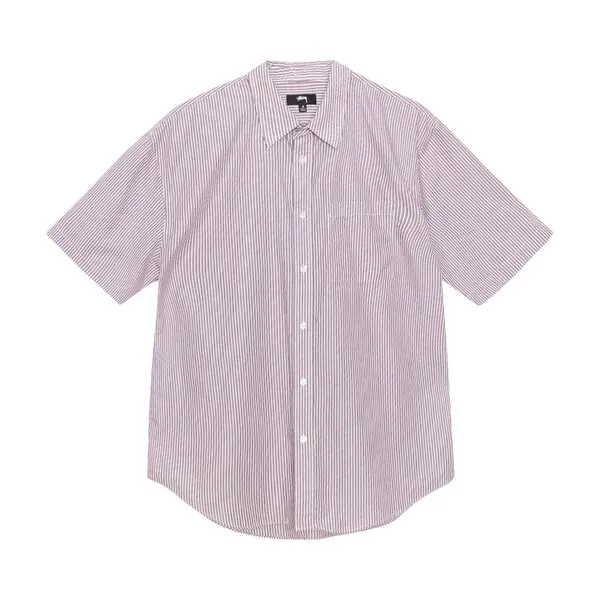 StÜssy 8 Ball Stripe Boxy Short-sleeve Shirt 'burgundy - Red