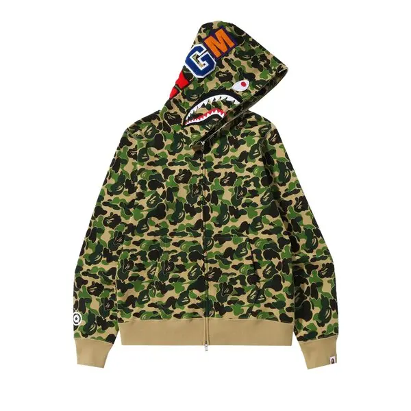 A BATHING APE Abc Camo Shark Full Zip Hoodie - Green