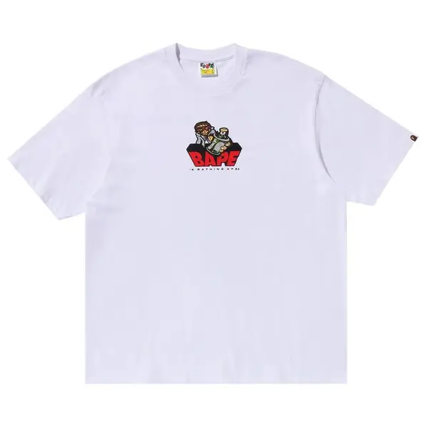 A BATHING APE Graffiti Logo Relaxed Fit Tee - White
