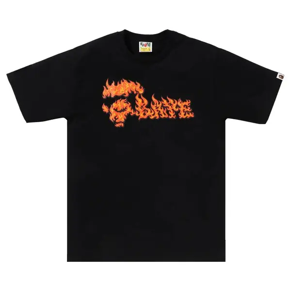 A BATHING APE Flame Ape Face Tee /red - Black