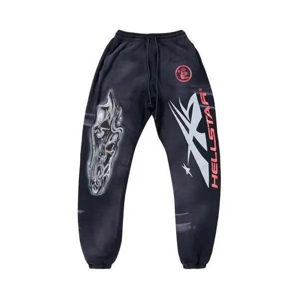 HELLSTAR Airbrushed Skull Sweatpants 'midnight Dye - Black