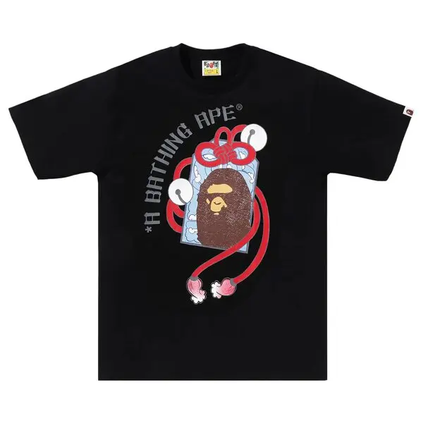 A BATHING APE Japanese Traditional Charm Tee - Black